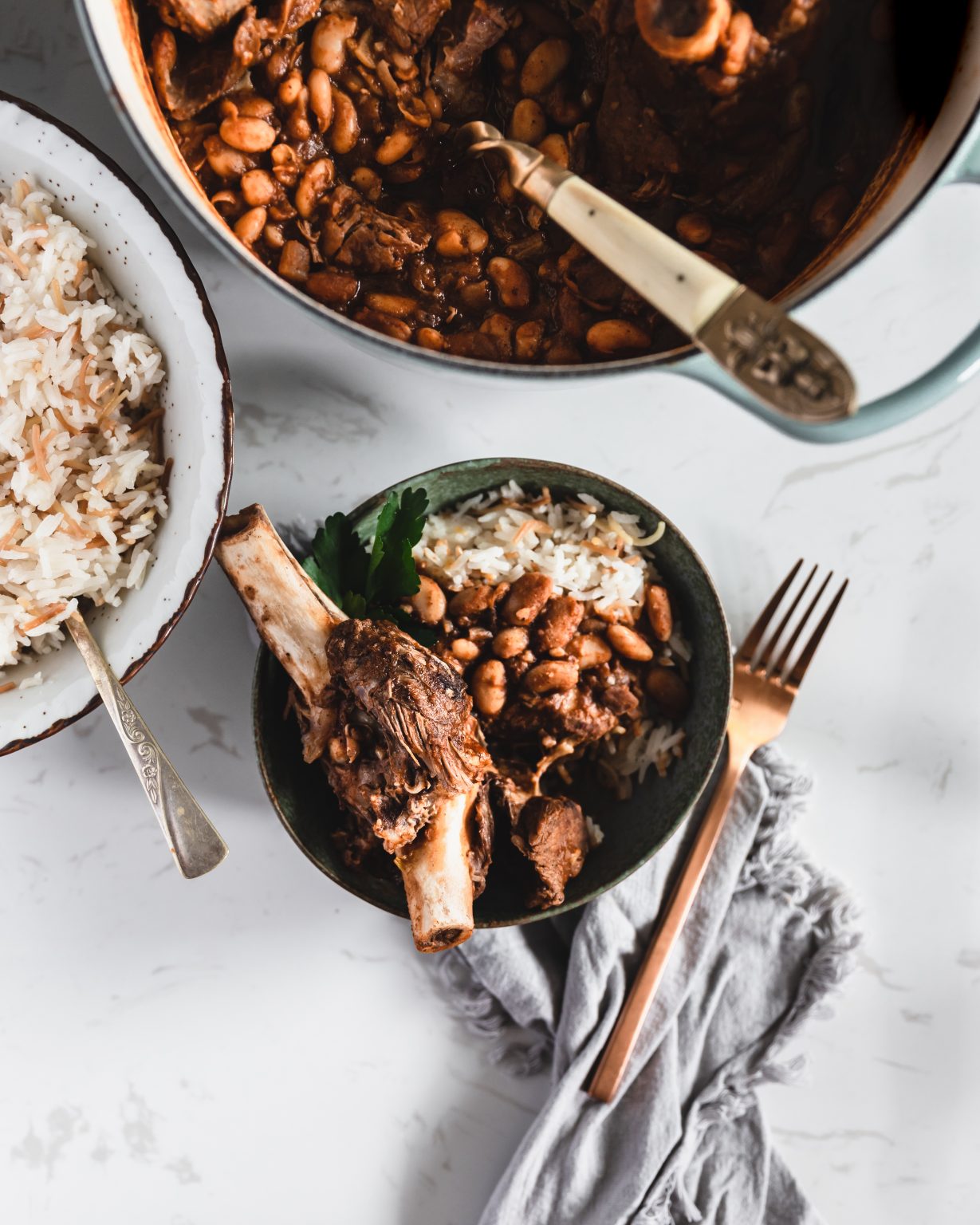 Fasolia bi Lahme (Middle Eastern Lamb and Bean Stew) - Cosette's Kitchen