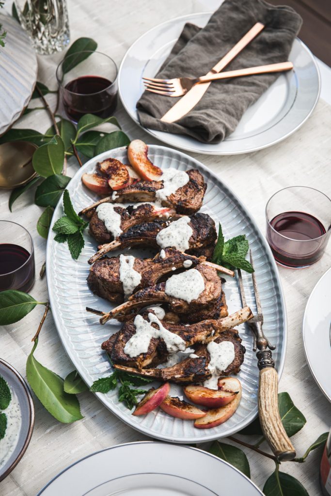 Grilled Lamb Rib Chops - Pomegranate Molasses and Cinnamon with Mint ...