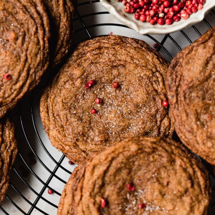 Chewy Ginger Spice Cookies with Pink Peppercorns - Cosette's Kitchen