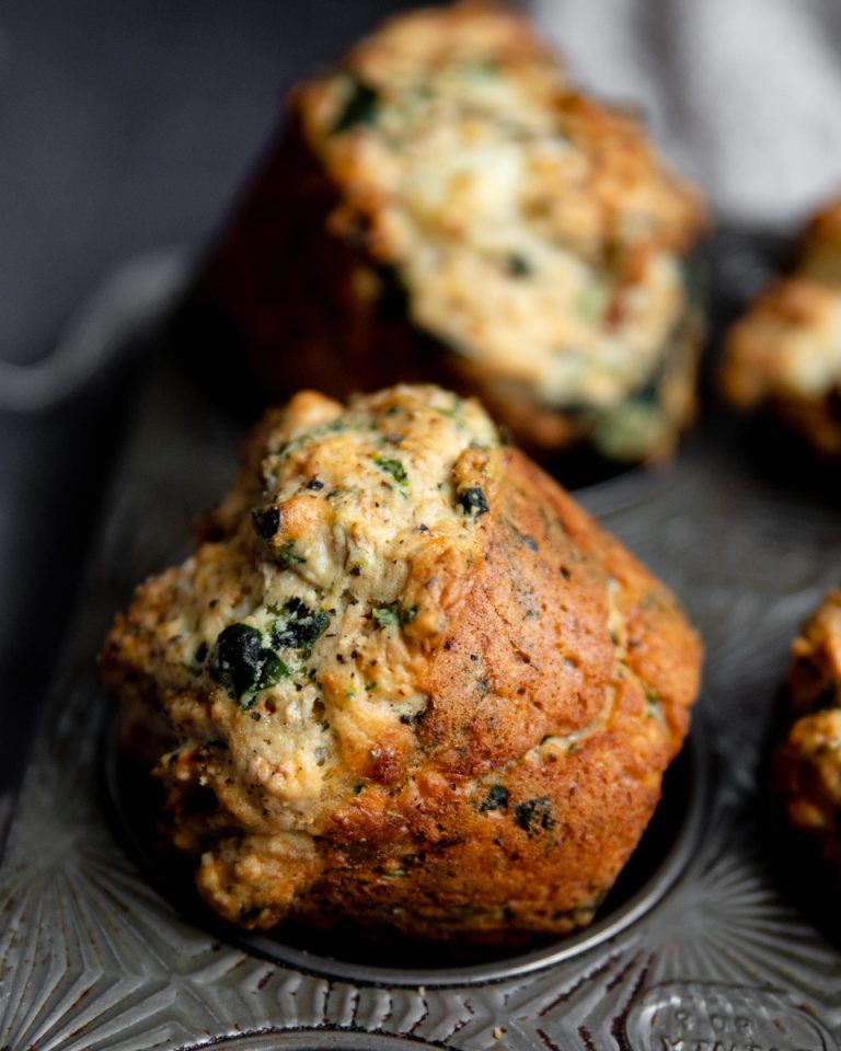 Mediterranean Savory Muffins {with feta, spinach} - Cosette's Kitchen