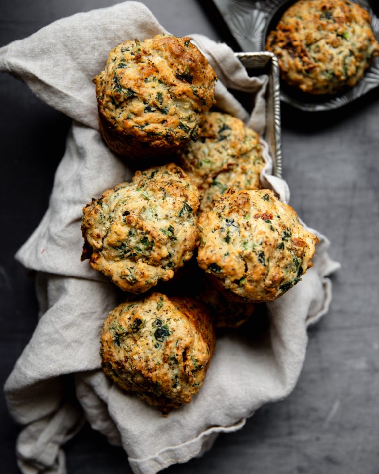 Mediterranean Savory Muffins {with feta, spinach} - Cosette's Kitchen