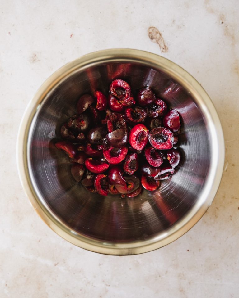 Fresh Cherry Almond Cake with Sesame and Tahini - Cosette's Kitchen