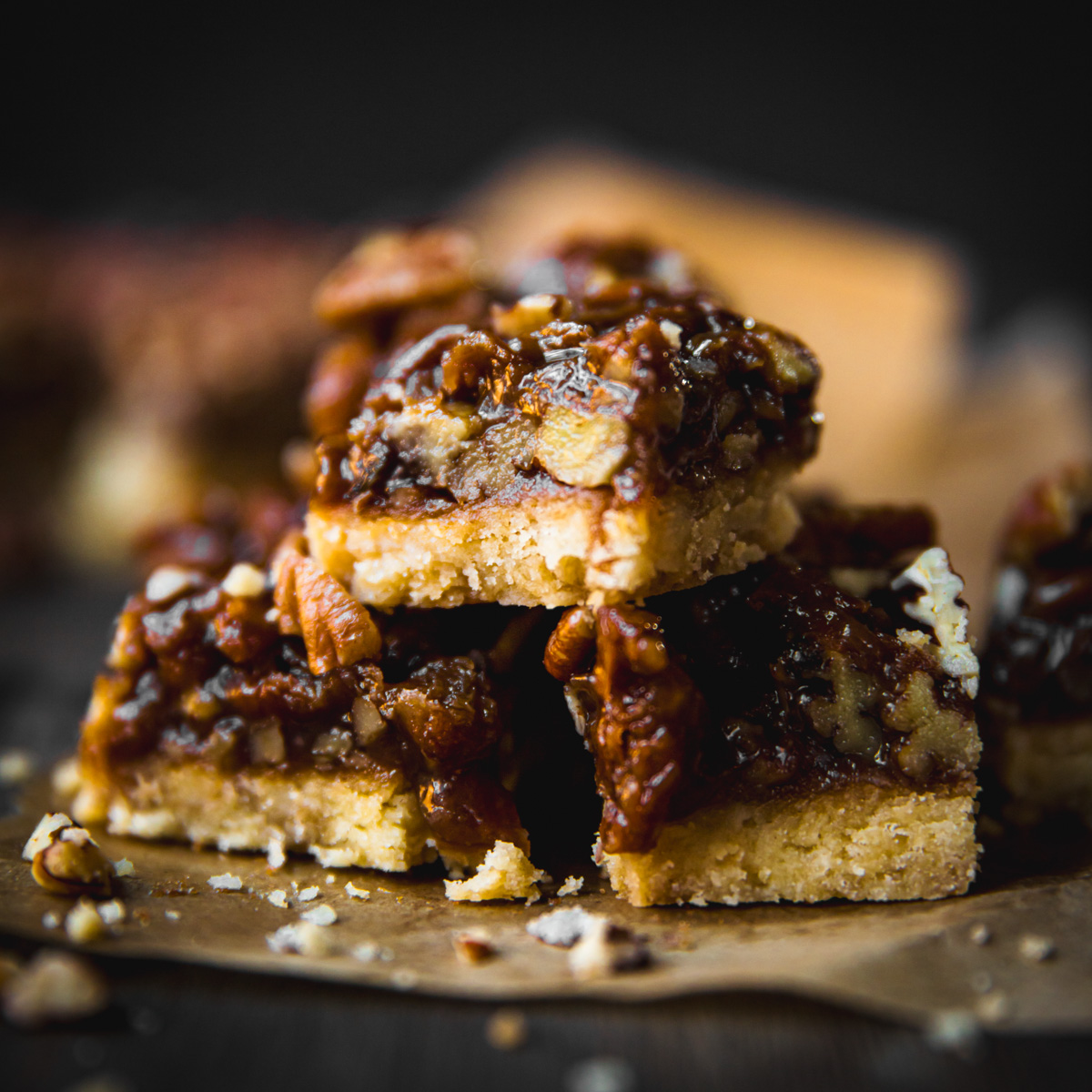 Tahini Maple Pecan Pie Bars {no eggs, no corn syrup} - Cosette's Kitchen