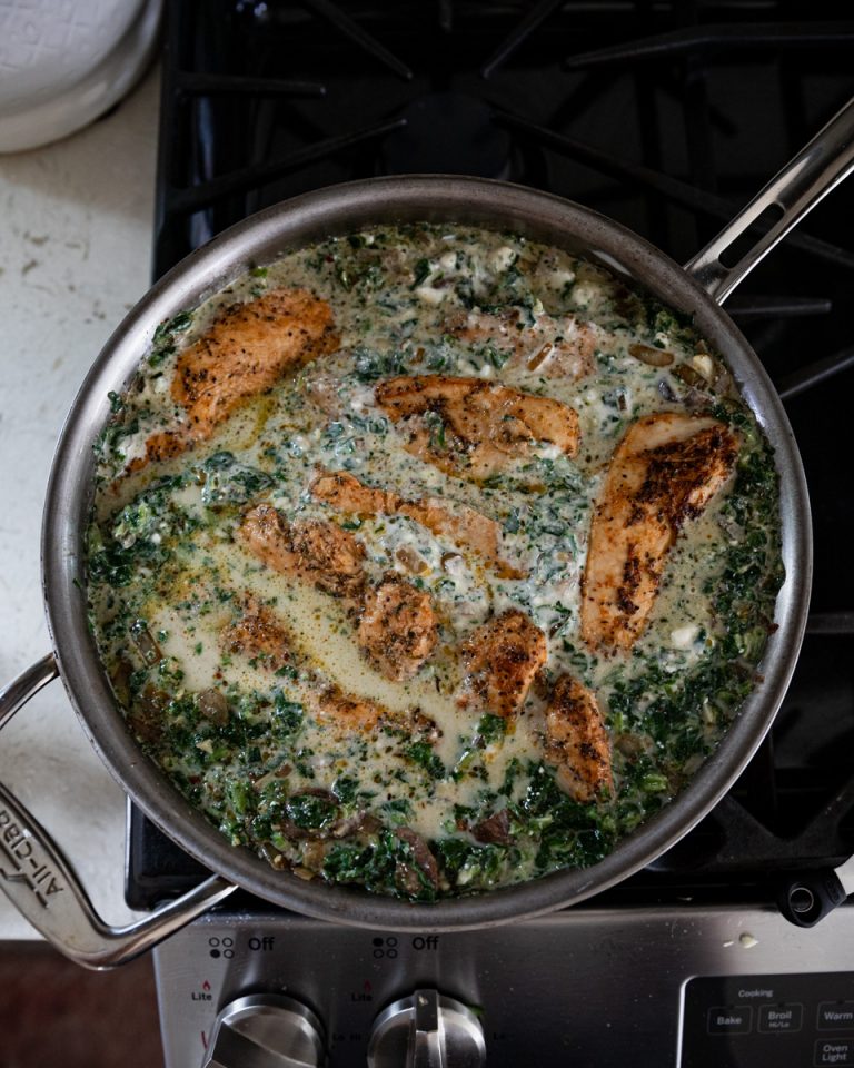 One Skillet Meal - Creamy Spinach Garlic Chicken - Cosette's Kitchen